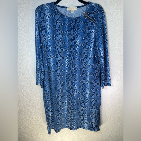 Michael Kors | Dresses | Michael Kors Navy Snake Print Dress Large ...